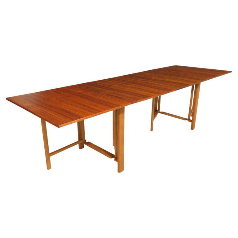 Swedish Drop Leaf Table Attributed to Bruno Mathsson Maria Flap For ...