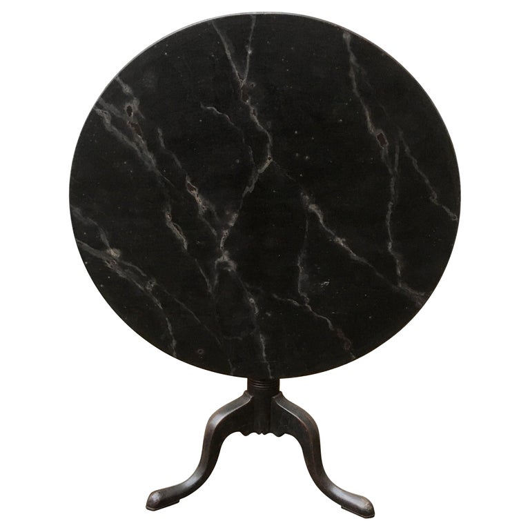 Early 19th Century Scandinavia Faux Marble Gustavian Tilt-Top Table ...