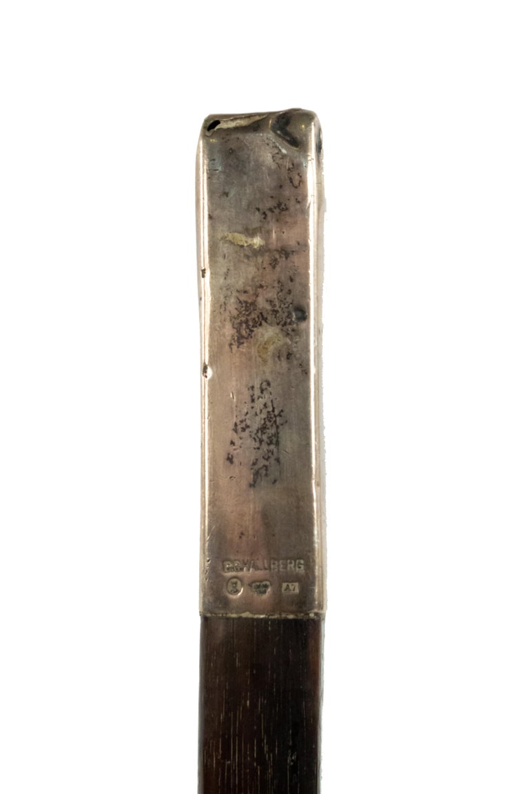 Swedish Edwardian Ebony and Silver Cane For Sale at 1stDibs