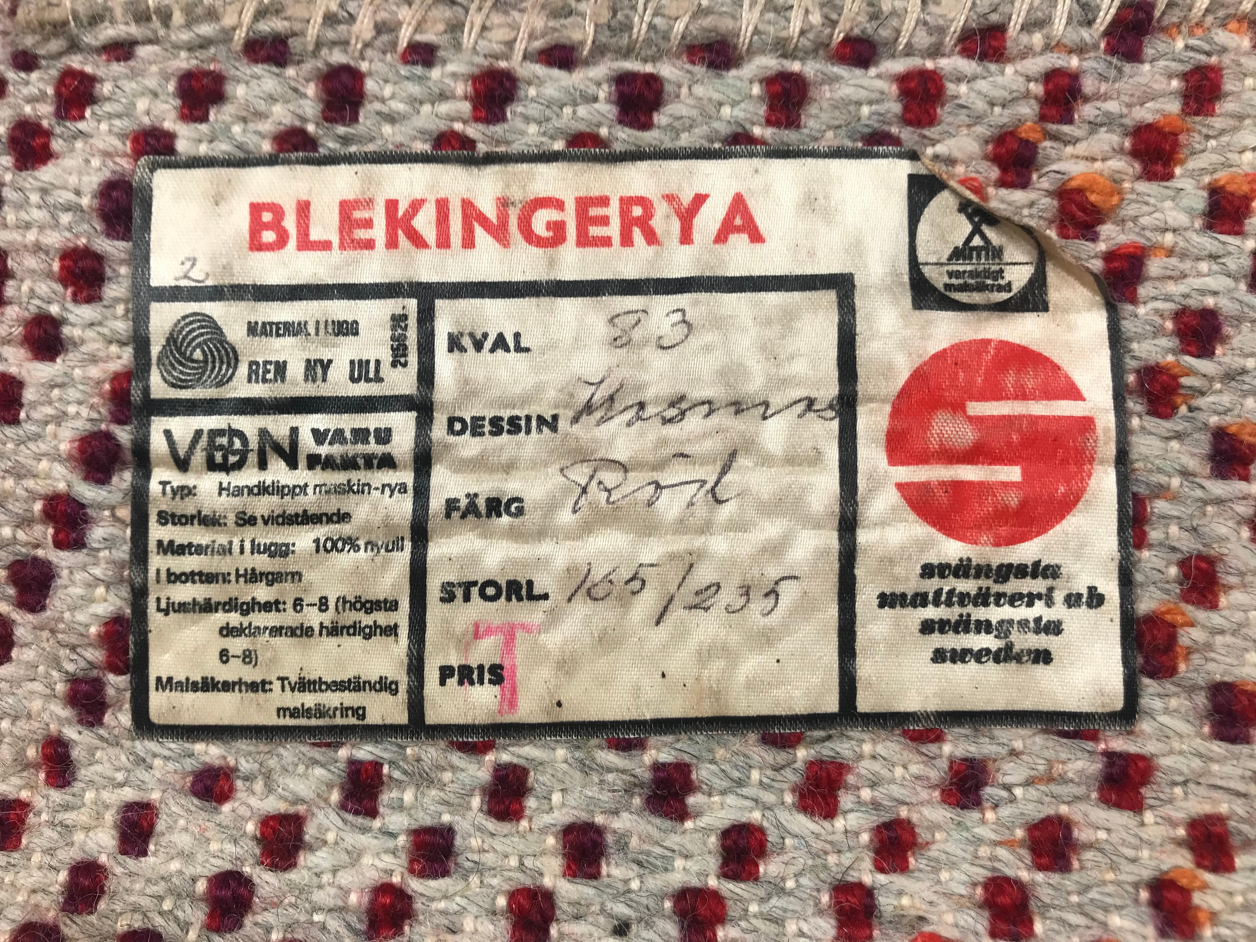 Swedish Ege Rya Rug "Kosmos" Blekingerya Attributed to Marianne Richter ...