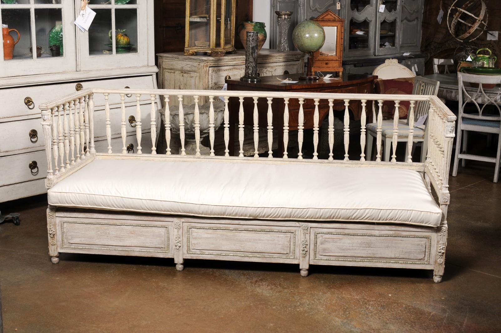 Swedish Egyptian Revival Period 1790s Painted Sofa with Carved ...