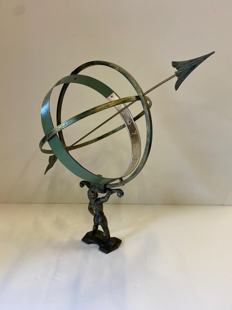 Swedish Figural Mixed Metal Armillary Sculpture For Sale at 1stDibs