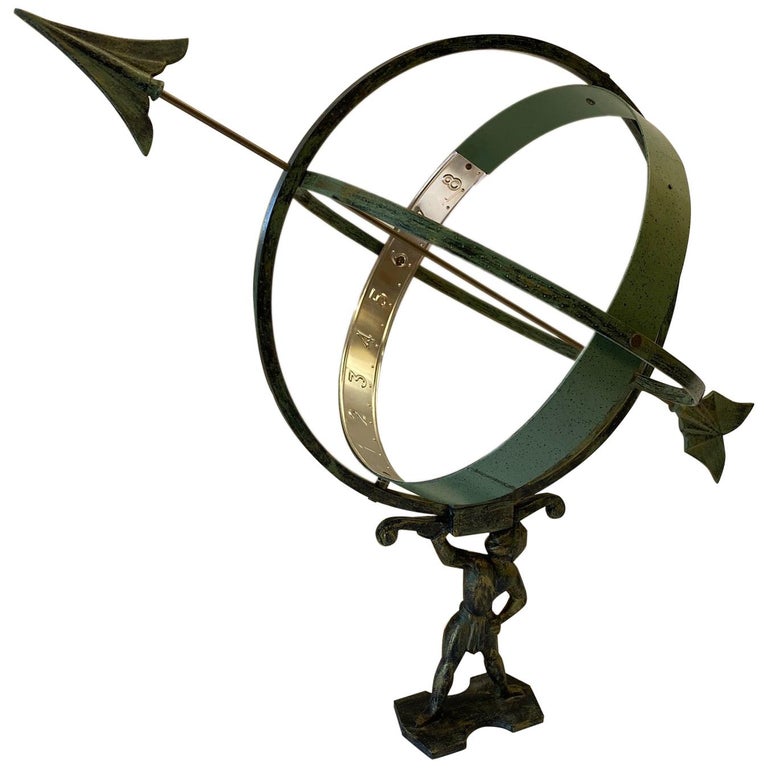 Swedish Figural Mixed Metal Armillary Sculpture For Sale at 1stDibs