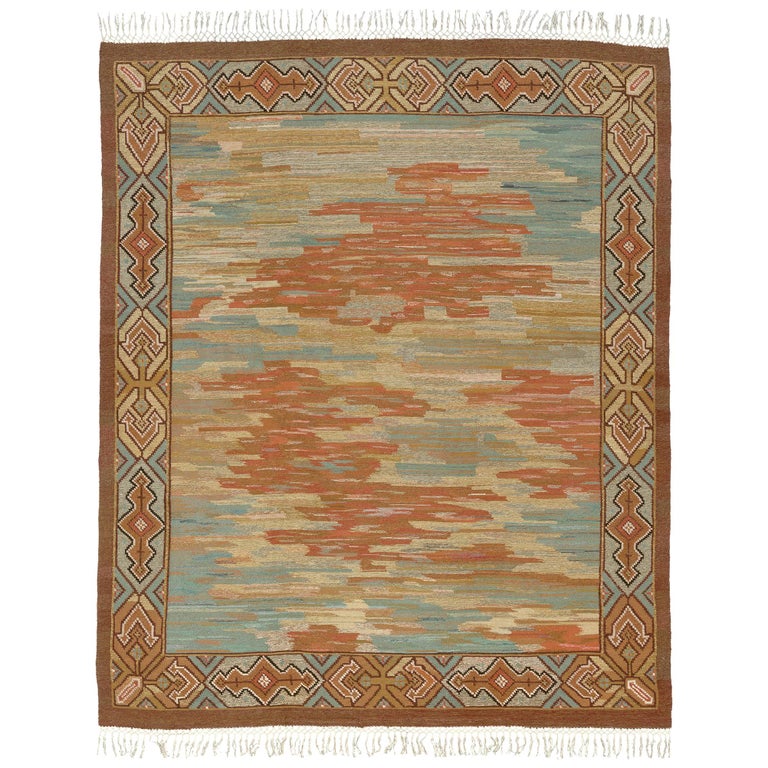 Swedish Flat Weave Rug For Sale at 1stDibs