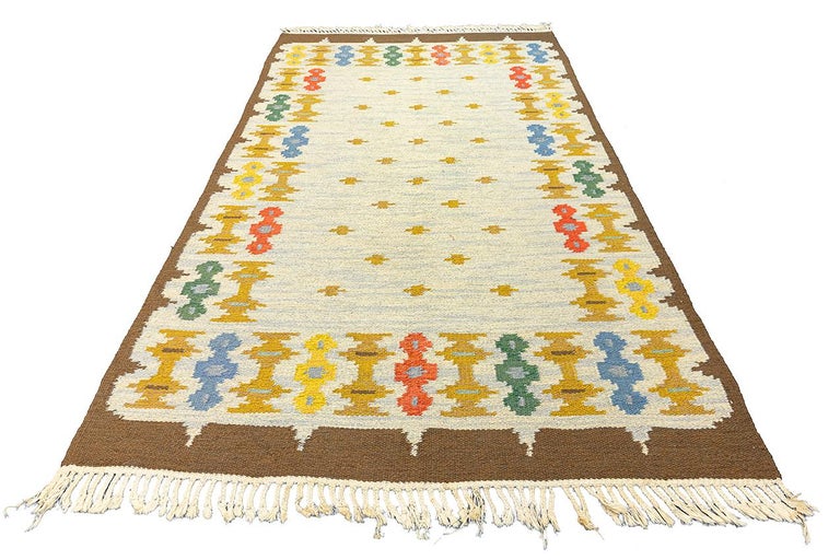 Swedish Flatweave Rug Rollakan Cross Motif, 1950-1970 For Sale at 1stDibs