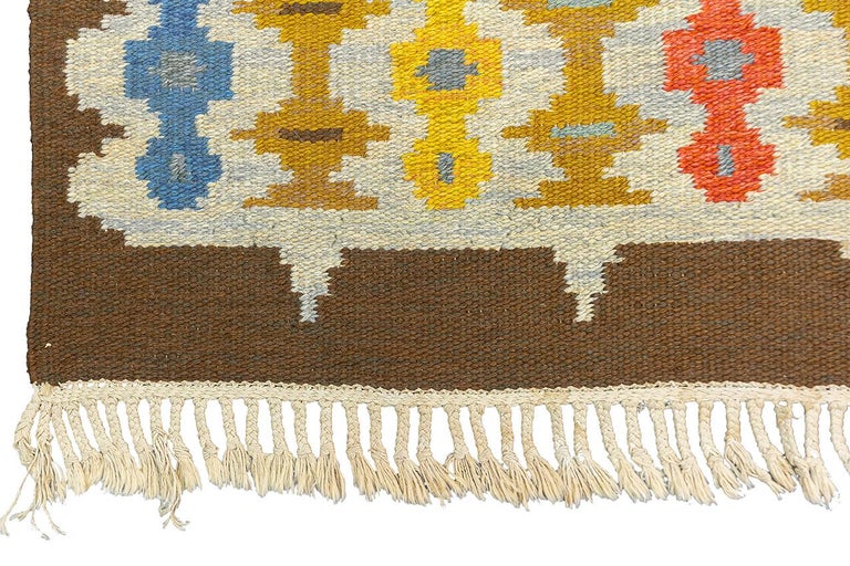 Swedish Flatweave Rug Rollakan Cross Motif, 1950-1970 For Sale at 1stDibs