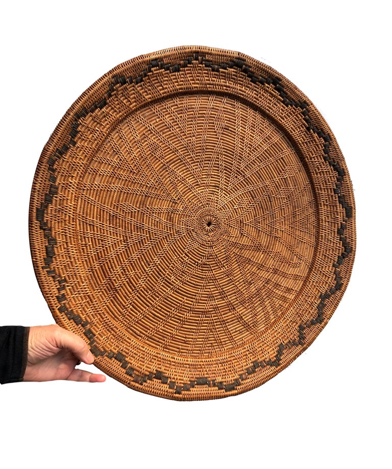Swedish Folk Art Handcrafted Round Serving Tray For Sale at 1stDibs