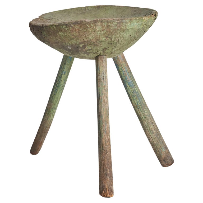 Swedish Folk Art, Farmers Stool, Green-Painted Wood, Early 19th Century ...