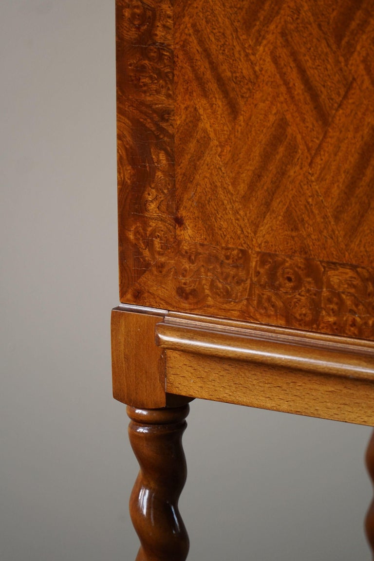 Swedish Grace, Elegant Harlequin Cabinet in Flamed Birch, Art Deco ...