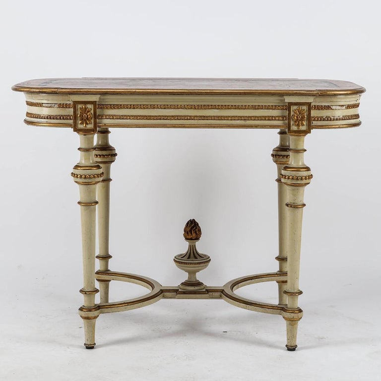 Swedish Gustavian Antique Table White Gold Carved Detail, 1800s For ...