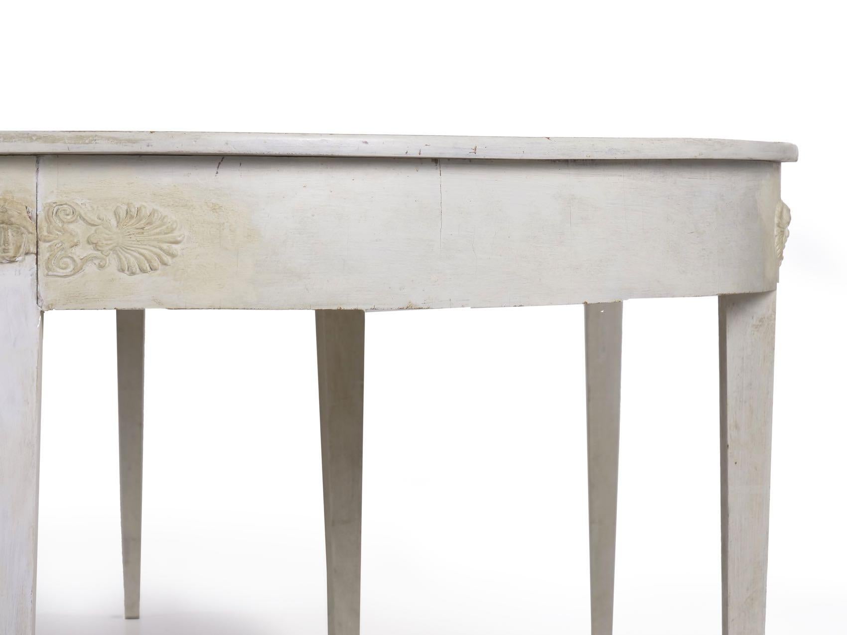 Swedish Gustavian Antique White Painted Dining Table at 1stDibs ...