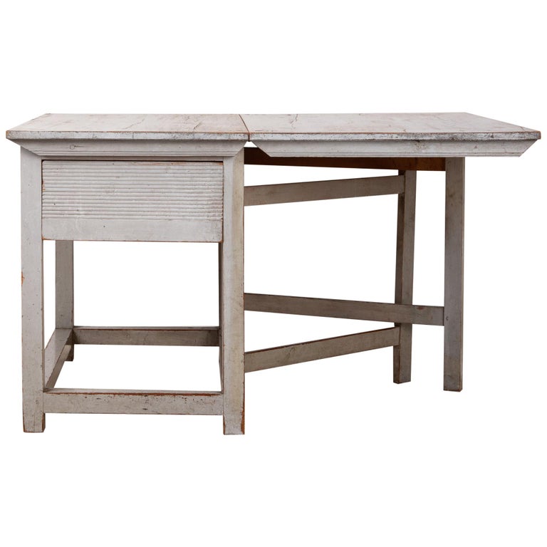 Swedish Gustavian Drop Leaf Table in Light Grey at 1stDibs | grey drop ...