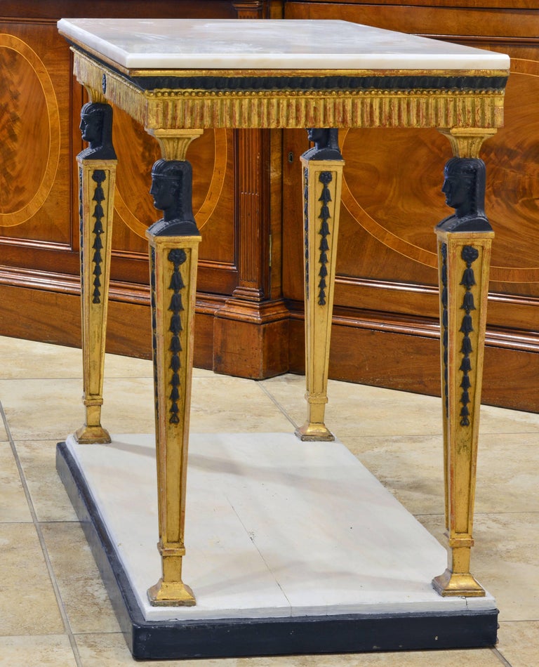 Swedish Gustavian Egyptian Themed Giltwood and Ebonized Marble Top ...