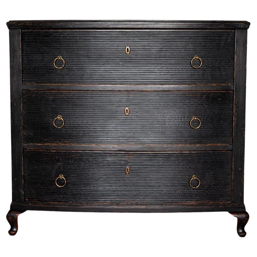 Pair of Gustavian Style Black Painted Commodes Chest of Drawers For ...