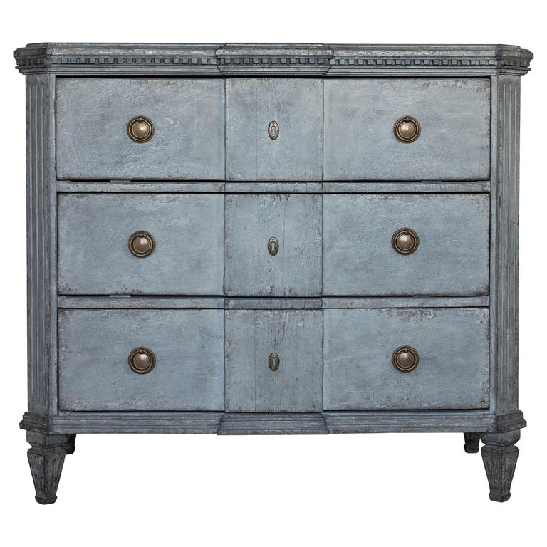 Swedish Gustavian Painted Chest of Drawers Commode Tallboy 1840 Grey ...