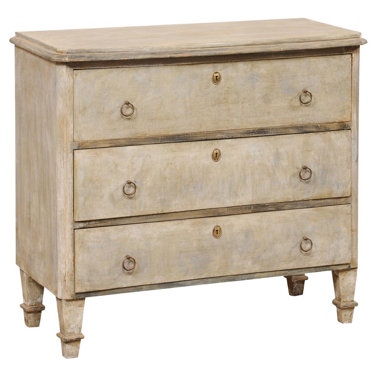 Swedish Gustavian Painted Chest of Three Drawers For Sale at 1stDibs