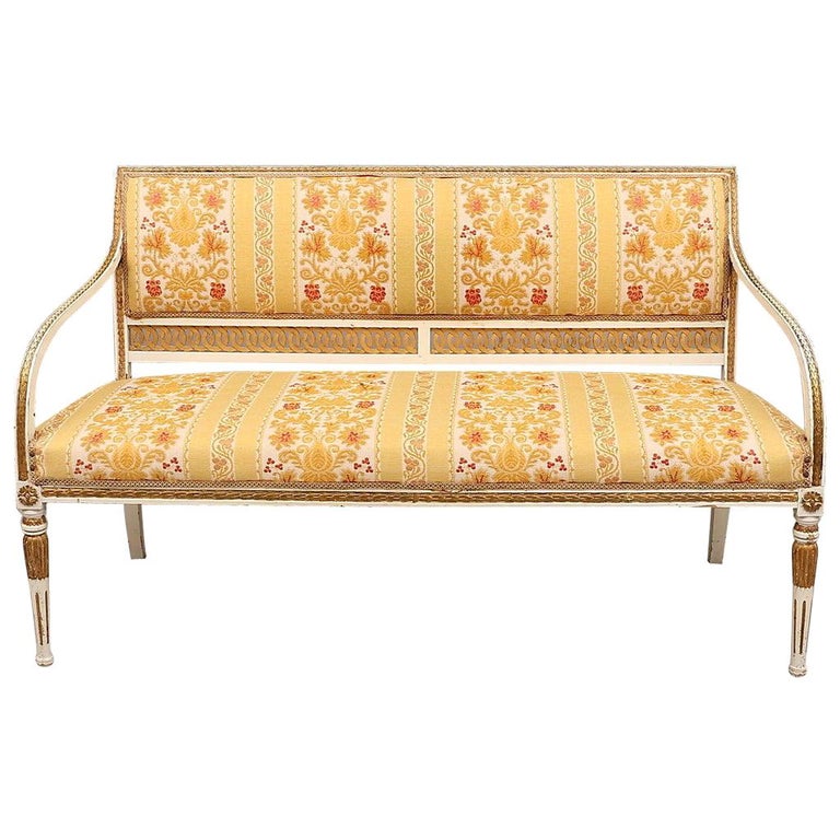 Swedish Gustavian Sofa Couch Loveseat White Carved, Late 19th Century 3 ...