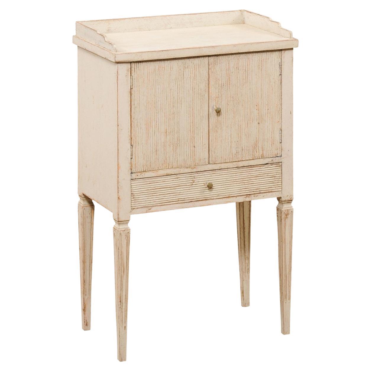 Danish Bedside Table with Rattan Rack and Drawer at 1stDibs
