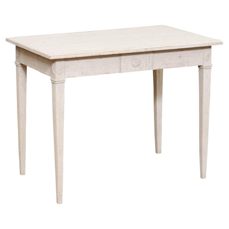 Swedish Gustavian Style 1880s Painted Wood Table with Carved Rosettes ...