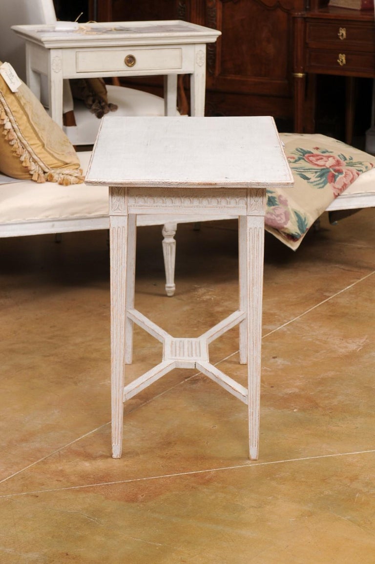 Swedish Gustavian Style 1900s Painted Wood Console Table with Carved ...