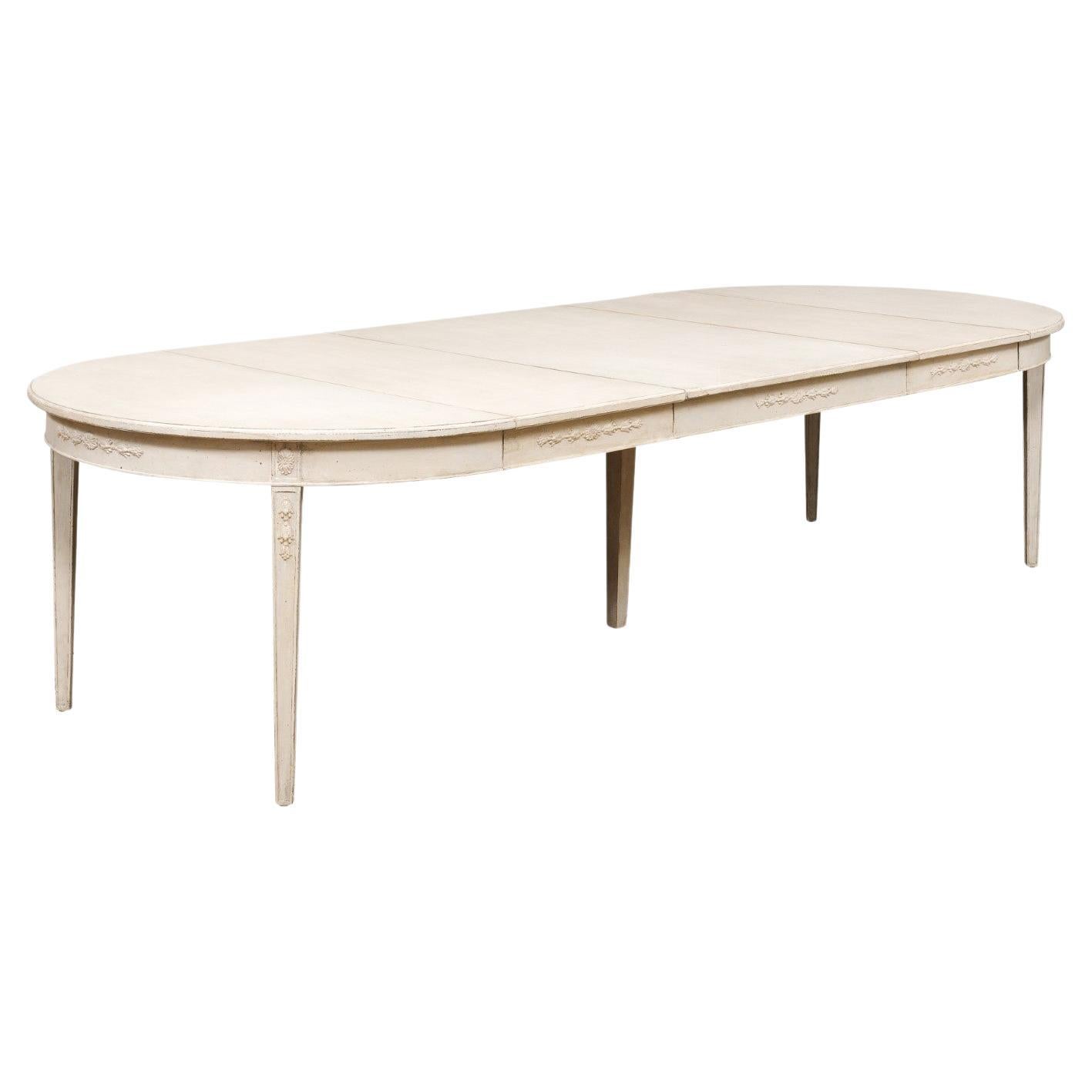 Swedish Neoclassical Style Painted Dining Room Table circa 1890 with ...