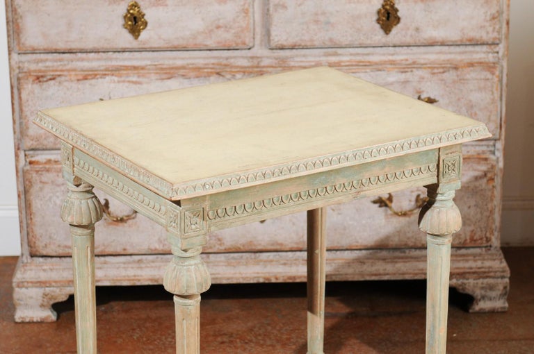 Swedish Gustavian Style 19th Century Painted Console Table with Carved ...