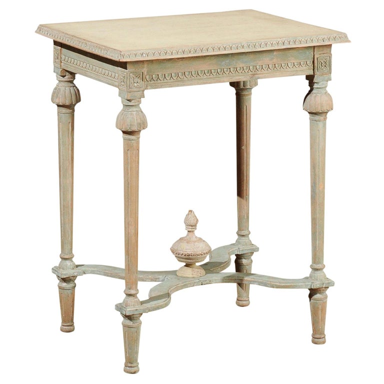 Swedish Gustavian Style 19th Century Painted Console Table with Carved ...