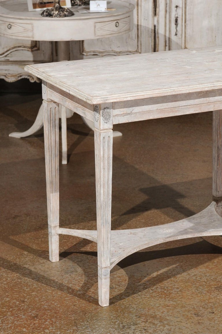 Swedish Gustavian Style 19th Century Painted Console Table with Carved ...