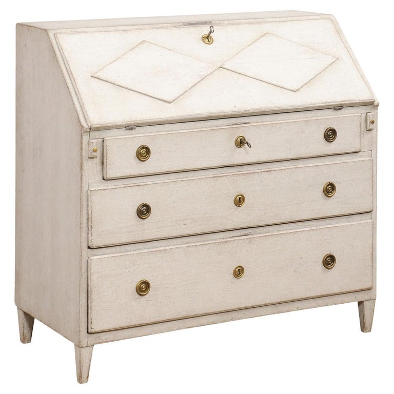Swedish Gustavian Style 19th Century Painted Slant Front Desk with ...