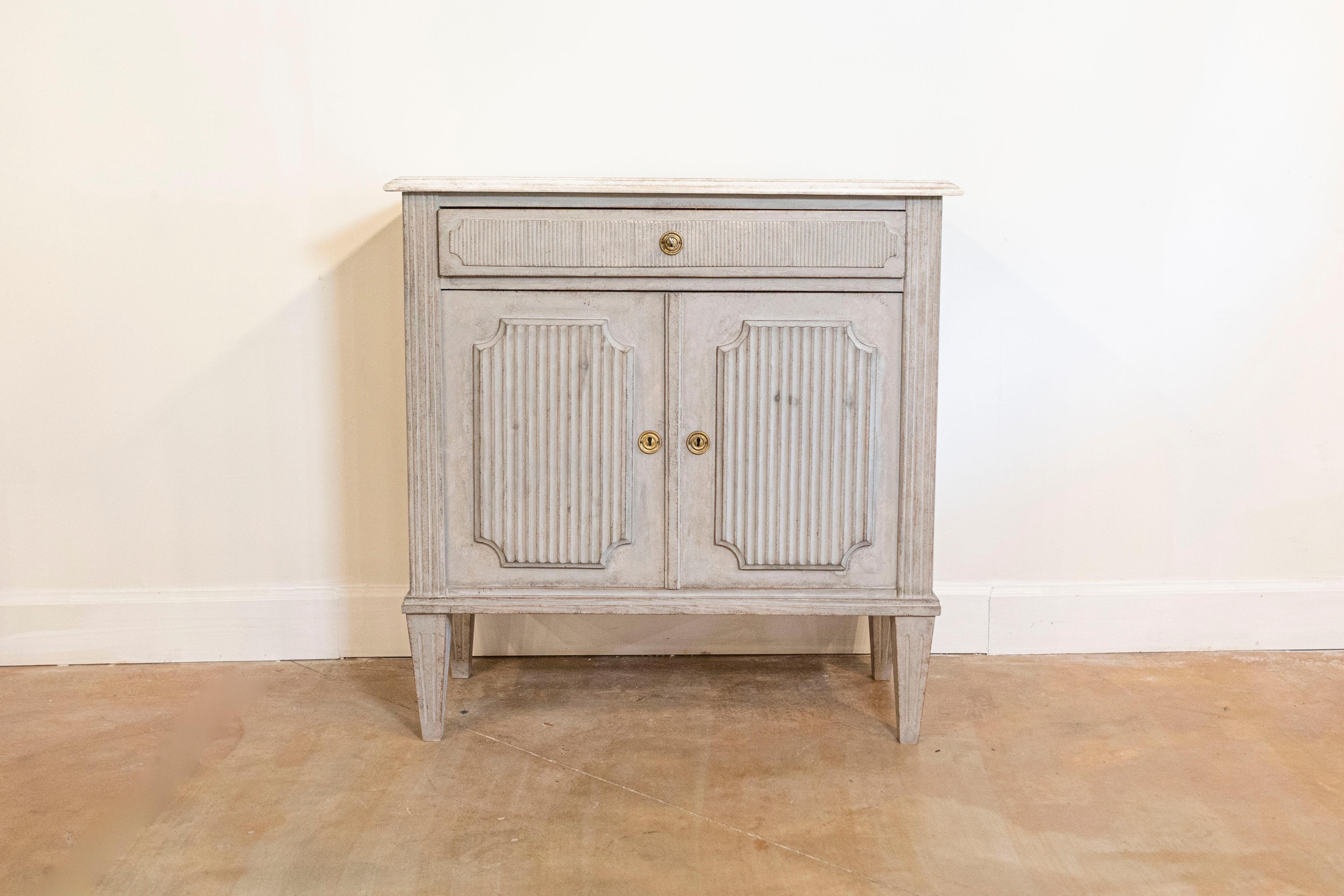 Swedish Gustavian Style 19th Century Painted Wood Sideboard with Reeded ...