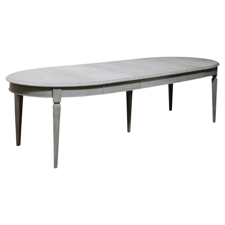 Swedish Gustavian Style Dining Room Table with Custom Leaves and ...