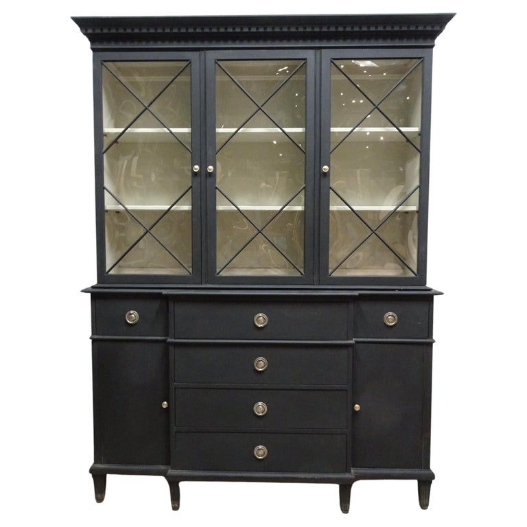 Swedish Gustavian Style Glass Top Cabinet For Sale at 1stDibs