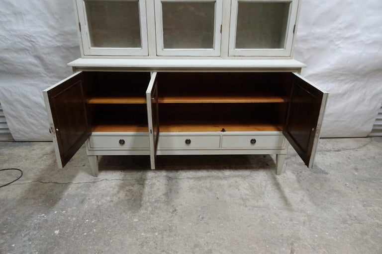 Swedish Gustavian Style Glass Top Hutch For Sale at 1stDibs