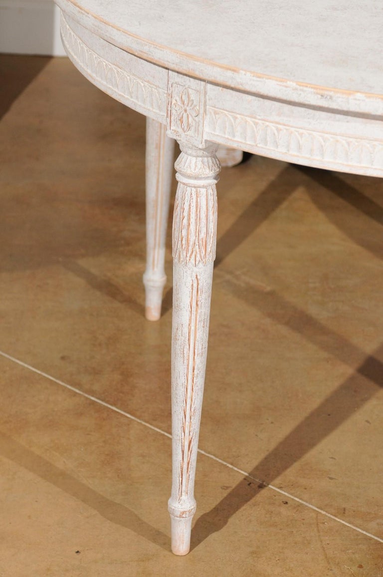 Swedish Gustavian Style Painted Table with Carved Waterleaves and ...