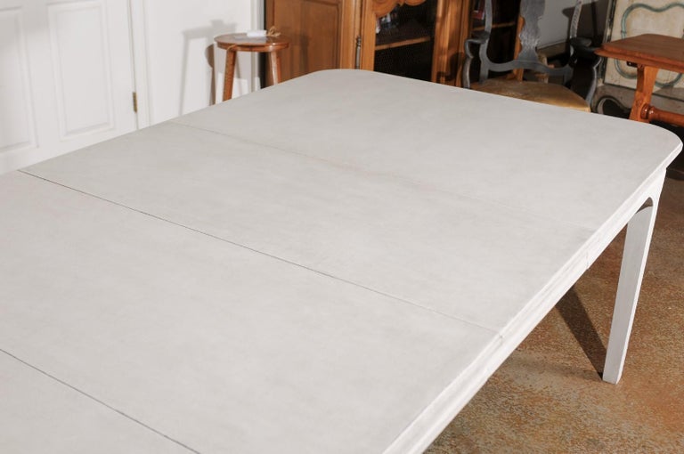 Swedish Gustavian Style Painted Wood Extension Dining Table with Four ...