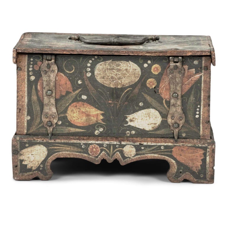 Swedish Hinged Box 'or Small Coffer' in Original Paint at 1stDibs