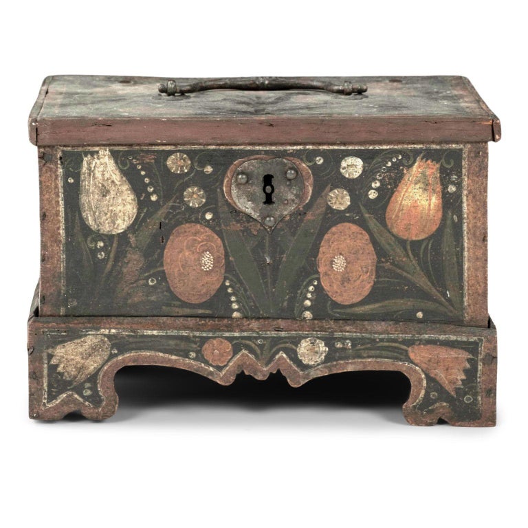 Swedish Hinged Box 'or Small Coffer' in Original Paint at 1stDibs