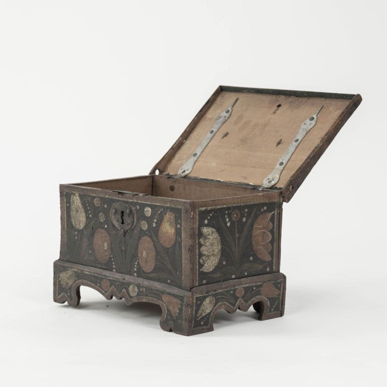Swedish Hinged Box 'or Small Coffer' in Original Paint at 1stDibs