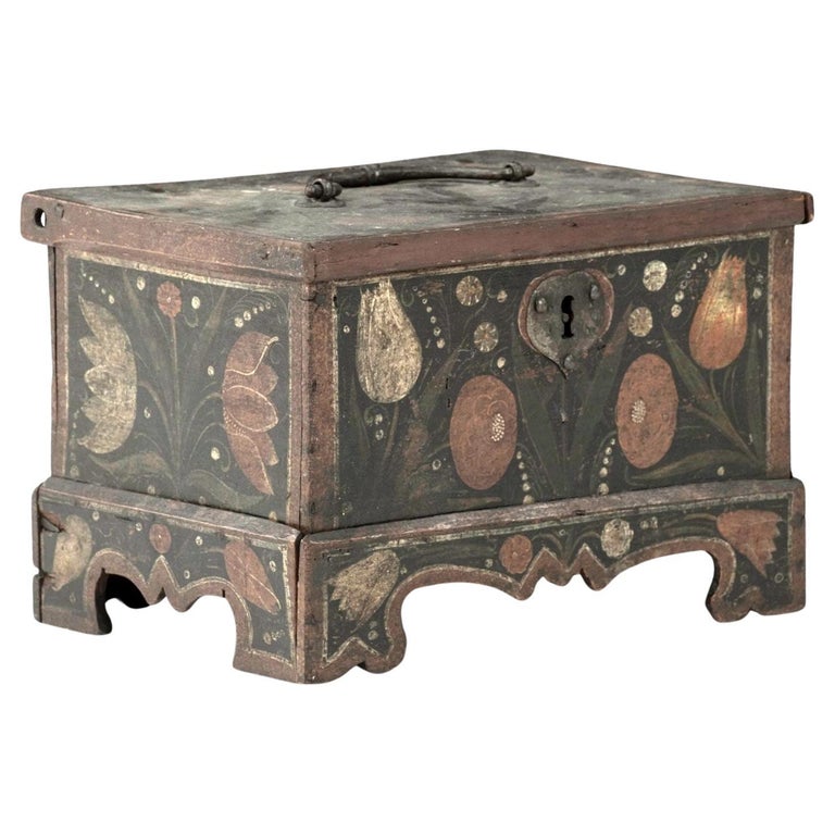 Swedish Hinged Box 'or Small Coffer' in Original Paint at 1stDibs