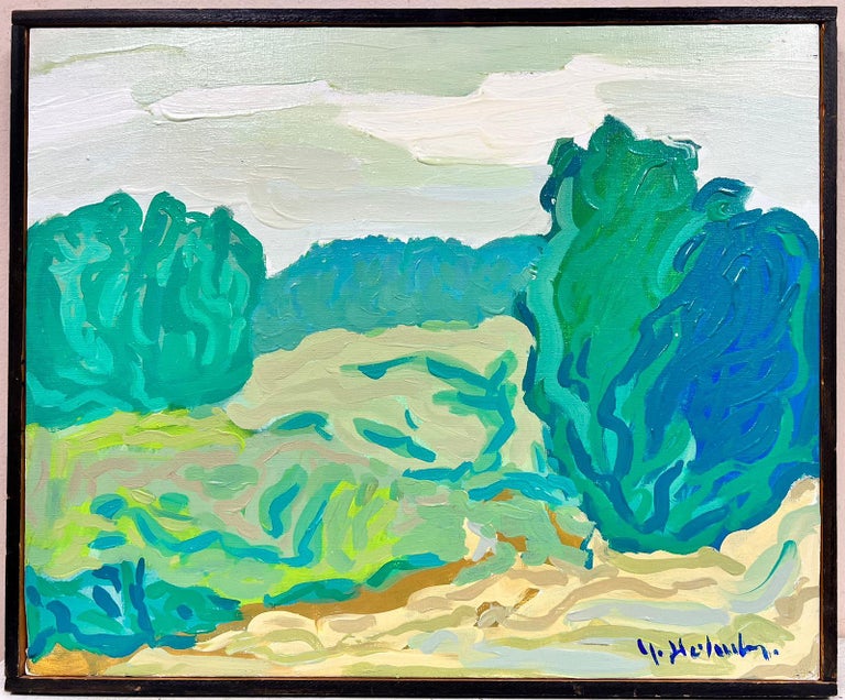 Swedish Impressionist - Swedish Mid Century Signed Modernist Oil Green ...