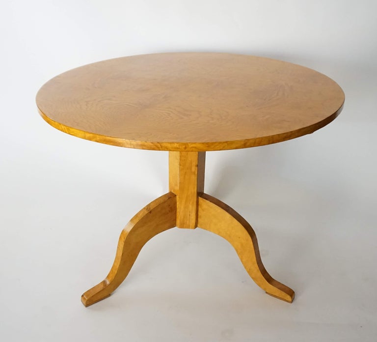 Swedish Karl Johan Style Burled Birch Root Round Tilt-Top Table, circa ...