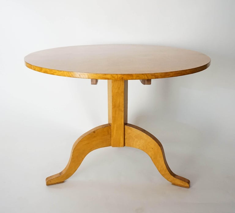 Swedish Karl Johan Style Burled Birch Root Round Tilt-Top Table, circa ...