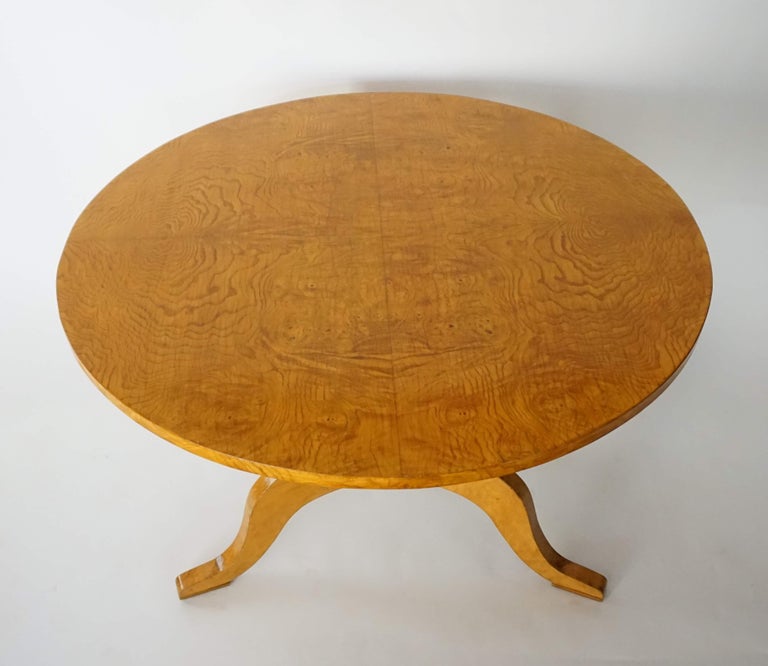 Swedish Karl Johan Style Burled Birch Root Round Tilt-Top Table, circa ...