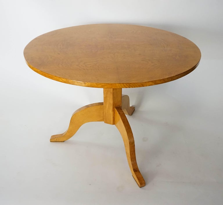 Swedish Karl Johan Style Burled Birch Root Round Tilt-Top Table, circa ...