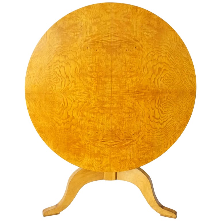 Swedish Karl Johan Style Burled Birch Root Round Tilt-Top Table, circa ...