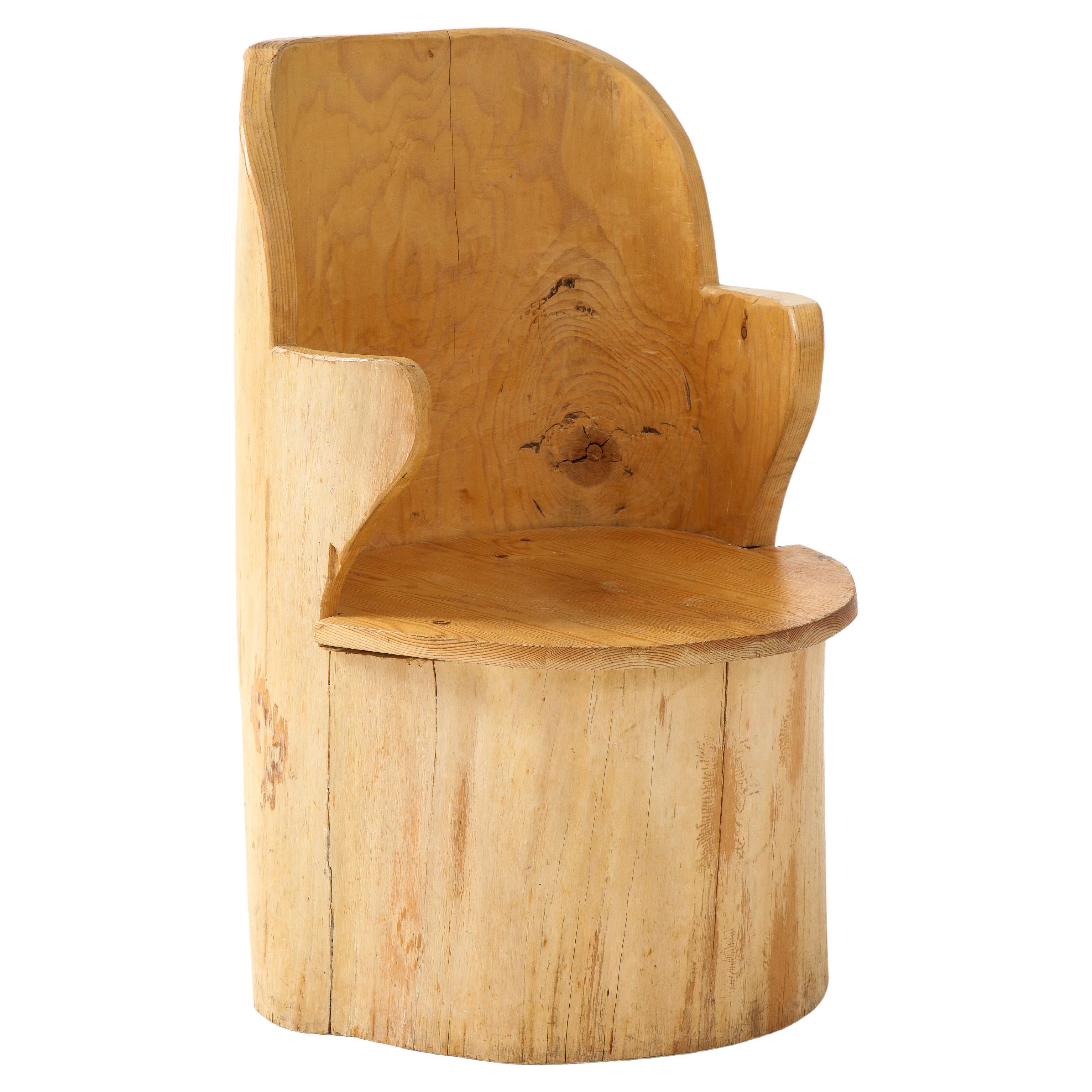 4 French 1950's Organic "Tree Trunk Slice" Oak Chairs For Sale at 1stDibs