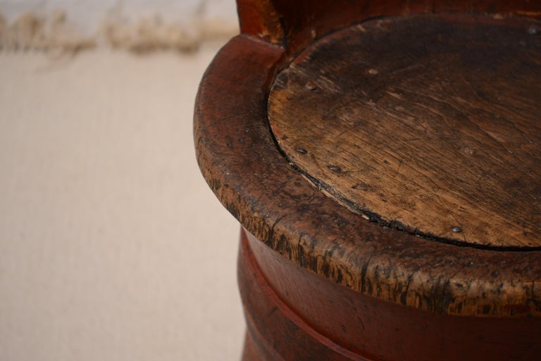 Swedish Kubbstol Dated Circa 1700 Red Painted Folk Art Peasant Seating ...