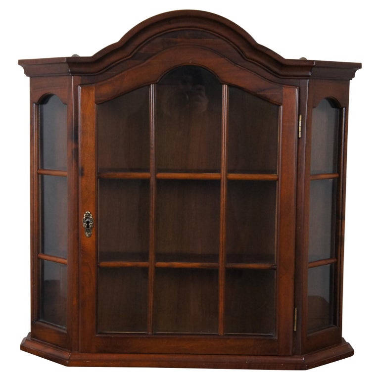 Swedish Mahogany Chippendale Style Wall Hanging Curio Cabinet Display ...