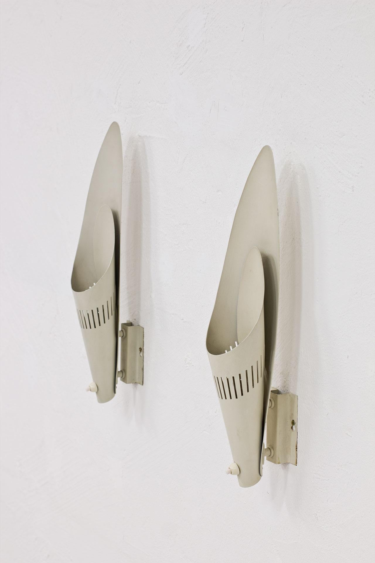 Swedish Metal Wall Lamps by Harald Elof Notini for Böhlmarks at 1stDibs