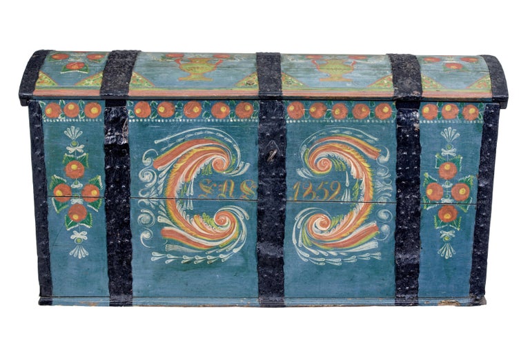 Swedish Mid-19th Century Hand Painted Oak Dome Top Coffer For Sale at ...
